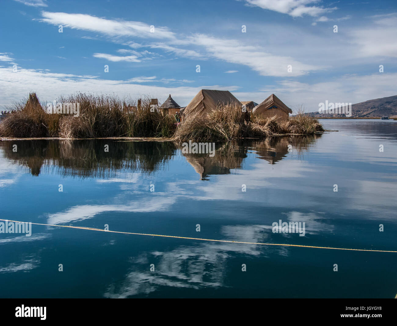 Uros floating island in Lake Titicaca, Peru Stock Photo - Alamy