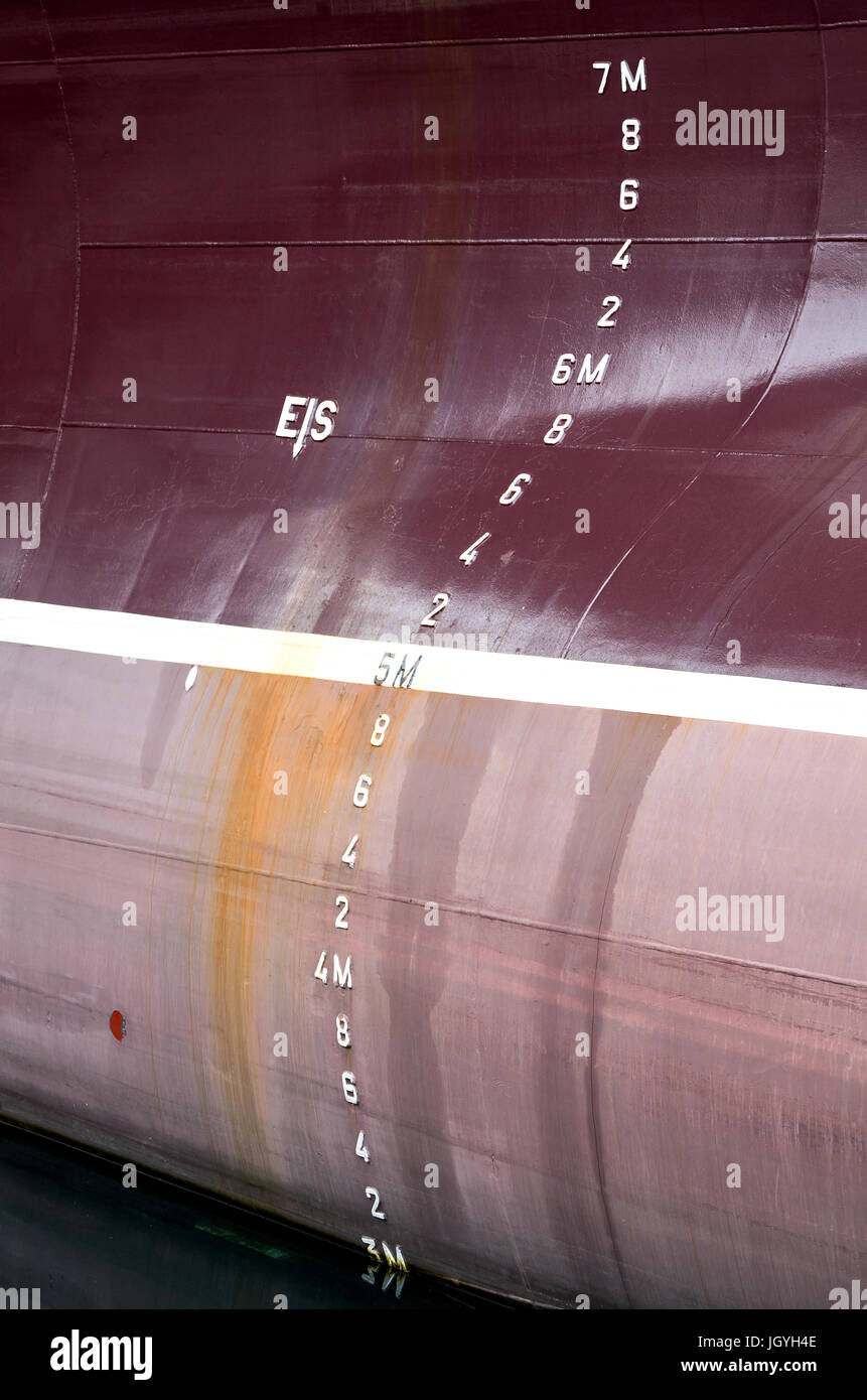 metric draft marks on a ship Stock Photo - Alamy