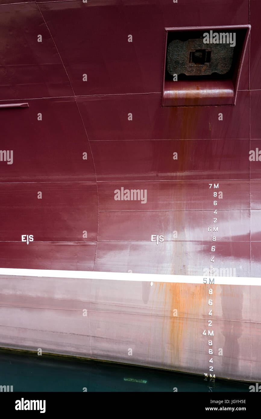 metric draft marks on a ship Stock Photo - Alamy