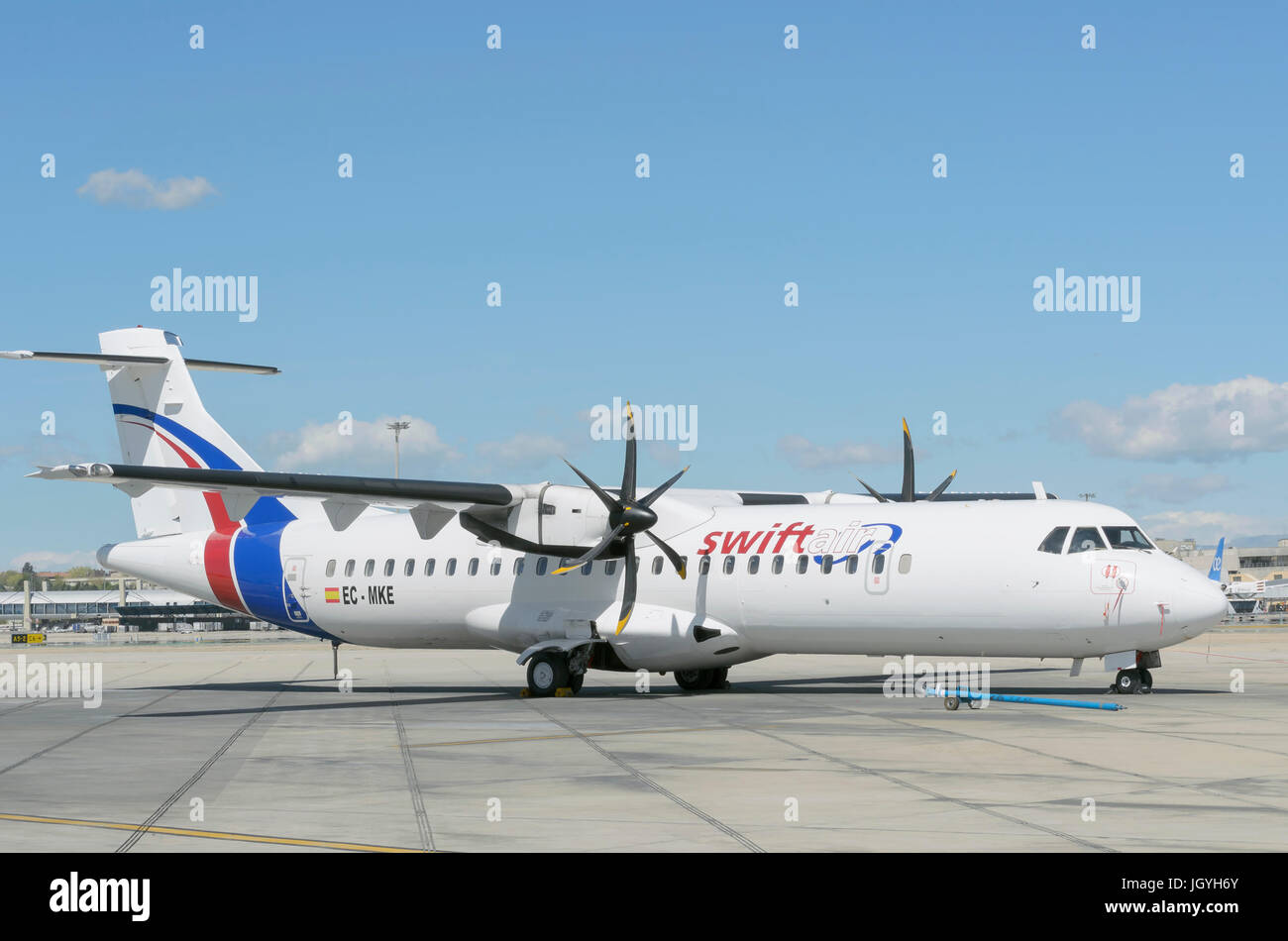 Aircraft ATR 72 500 of Swiftair airline, parked in Madrid - Barajas ...