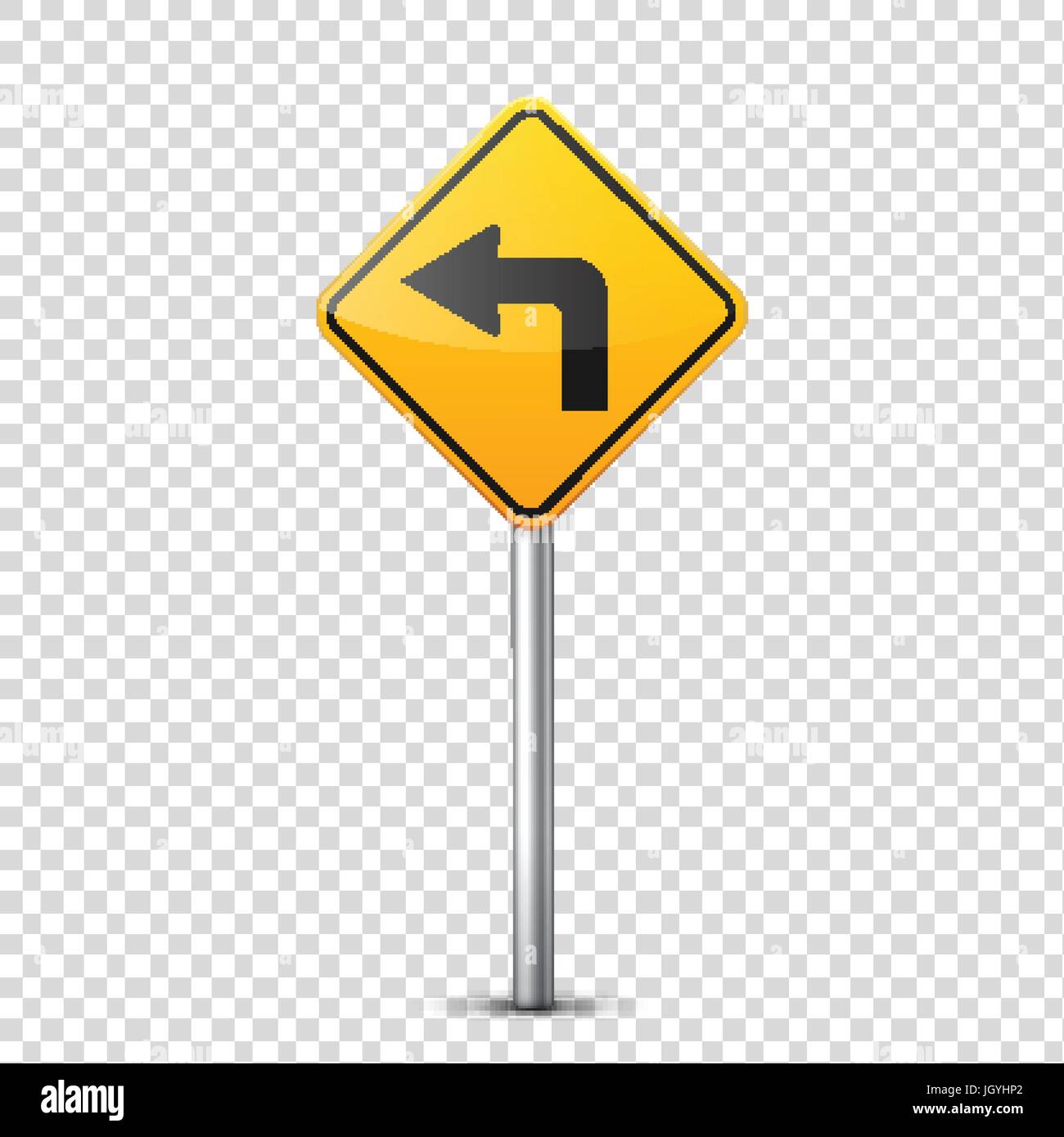 Road yellow signs collection isolated on transparent background. Road ...