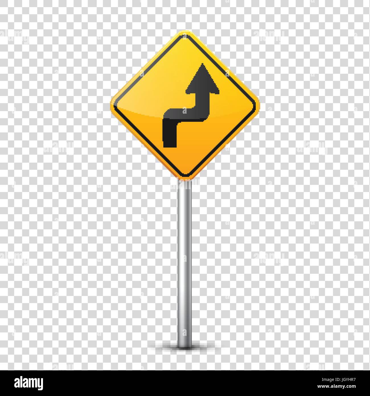 Road yellow signs collection isolated on transparent background. Road ...