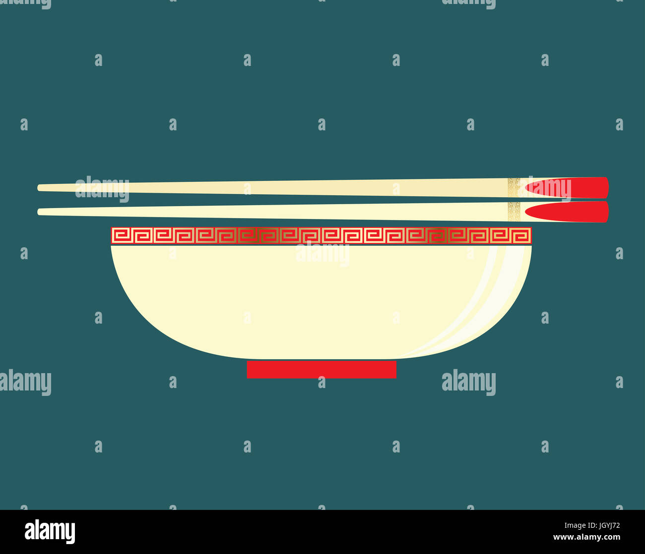 Chinese bowl with colors and chopsticks isolated Stock Photo - Alamy