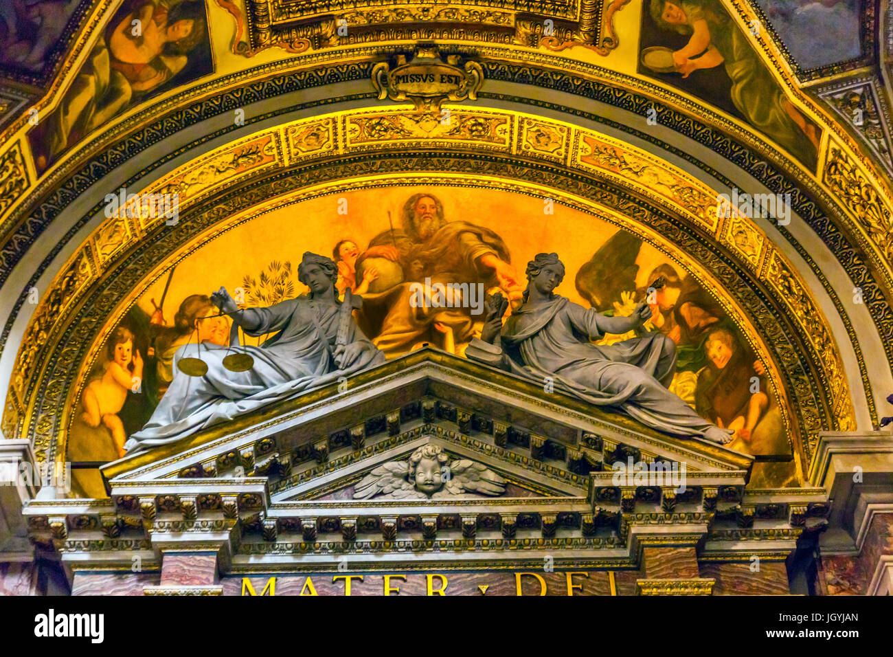 God Painting Statues Santa Maria Della Pace Church Basilica Dome Rome ...