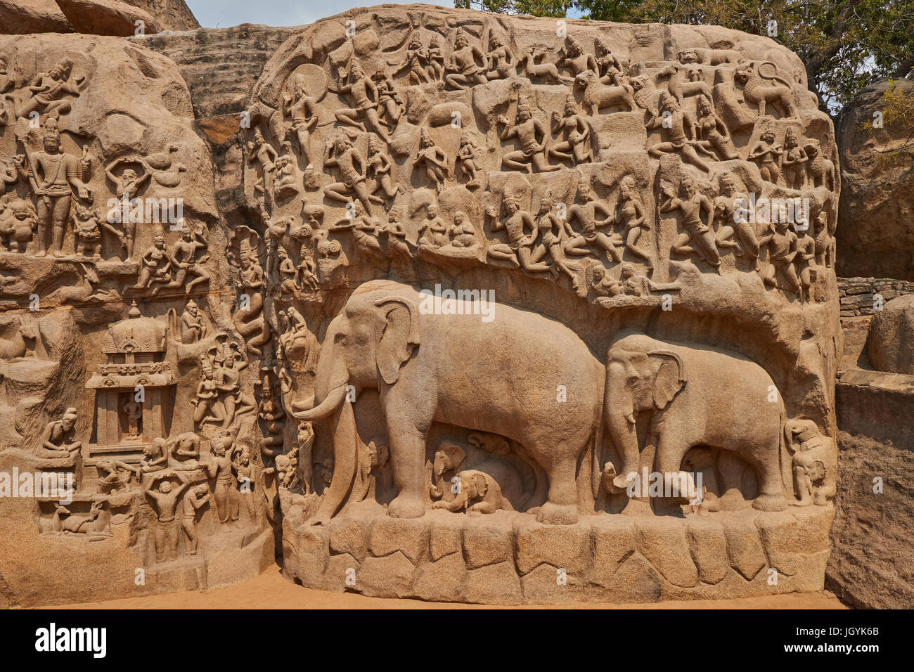 Monolithic temples of the Shore Temple near Mahabalipuram in the Tamil ...