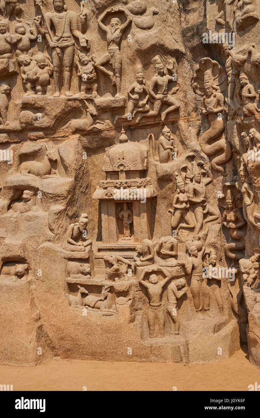 Monolithic temples of the Shore Temple near Mahabalipuram in the Tamil ...