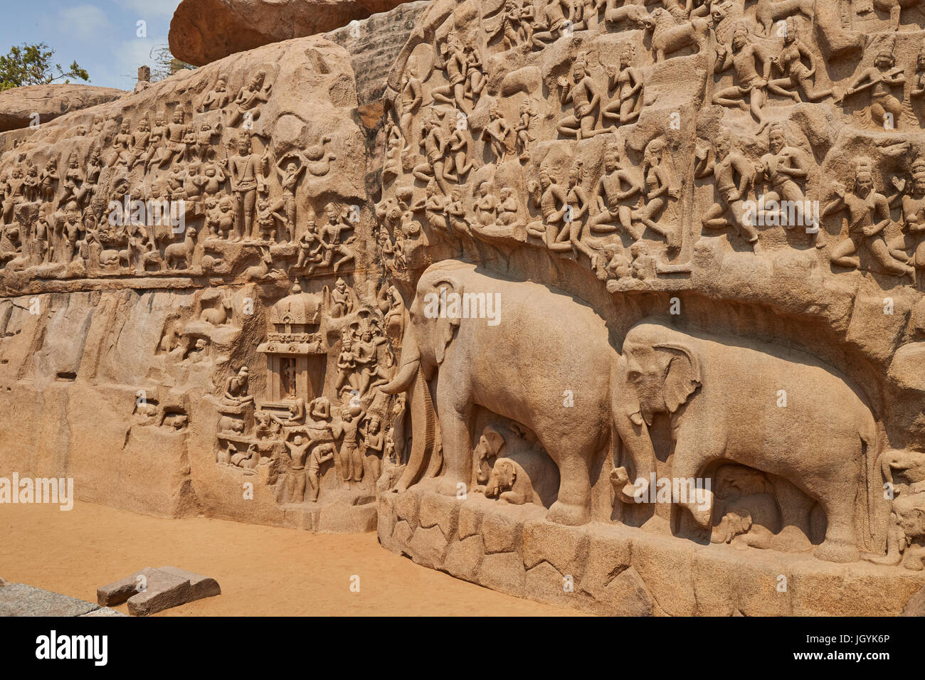 Monolithic temples of the Shore Temple near Mahabalipuram in the Tamil ...