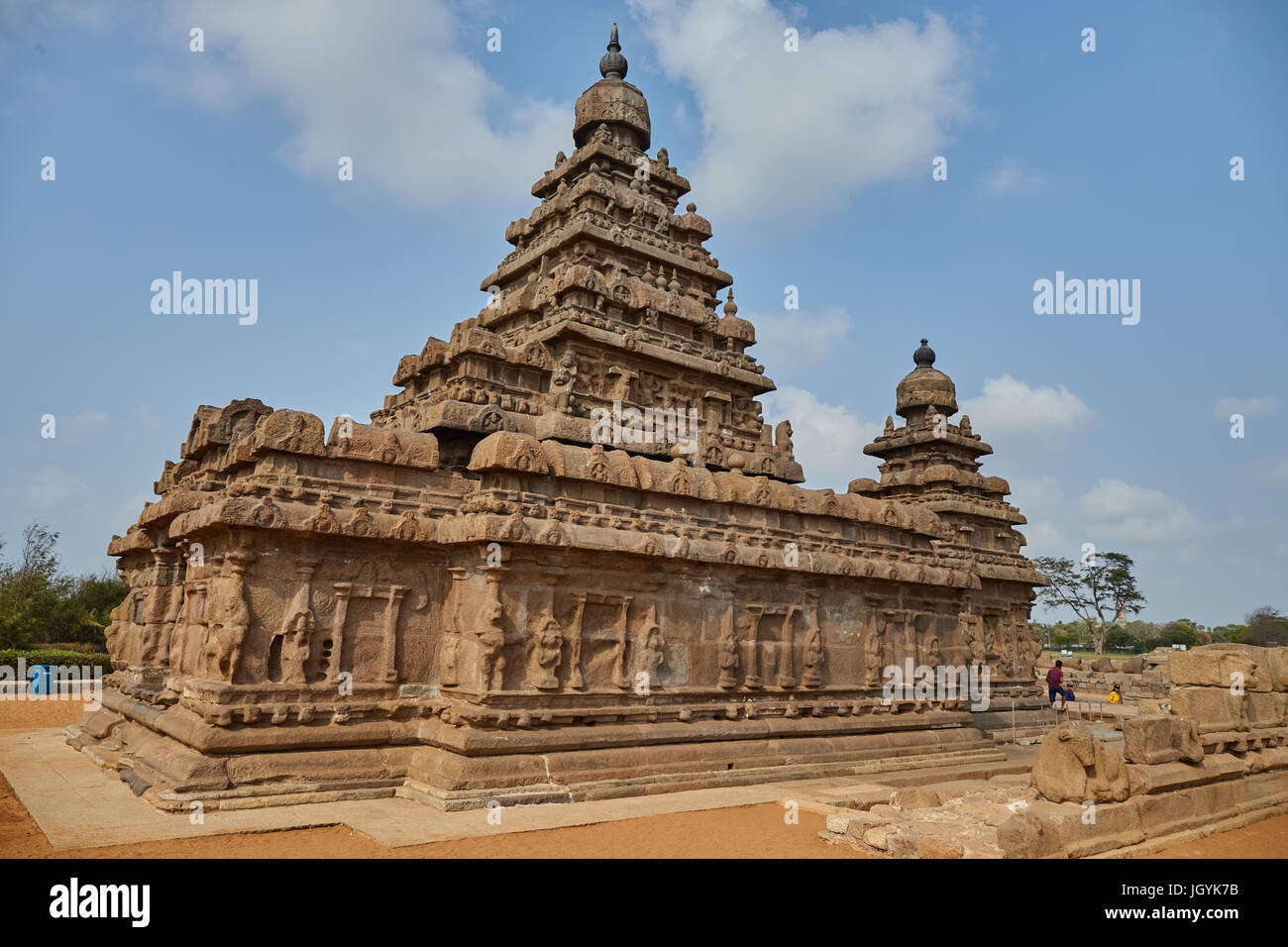 Monolithic temples of the Shore Temple near Mahabalipuram in the Tamil ...