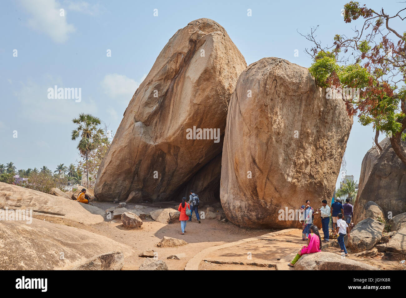 Monolithic temples of the Shore Temple near Mahabalipuram in the Tamil ...