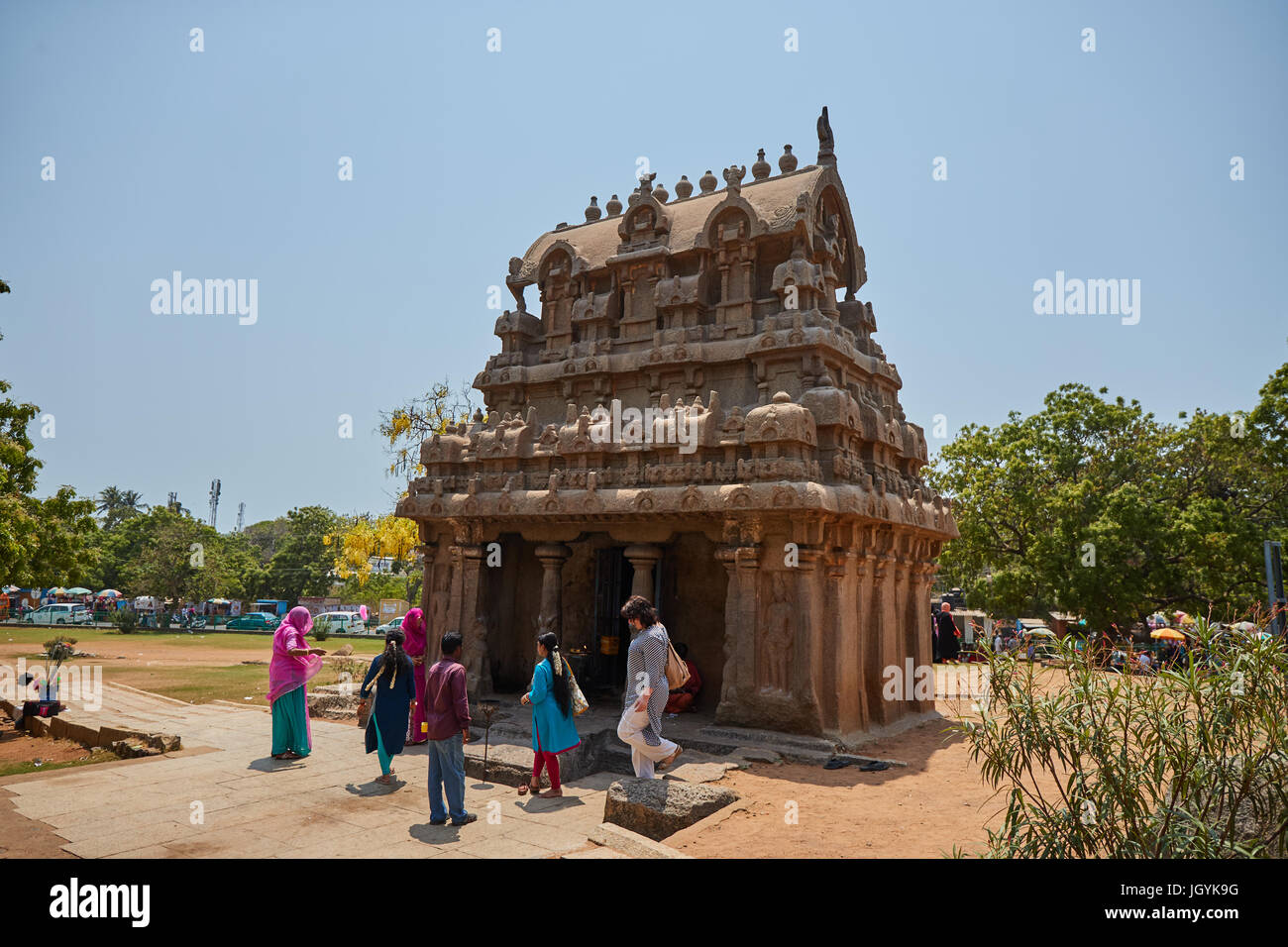 Monolithic temples of the Shore Temple near Mahabalipuram in the Tamil ...