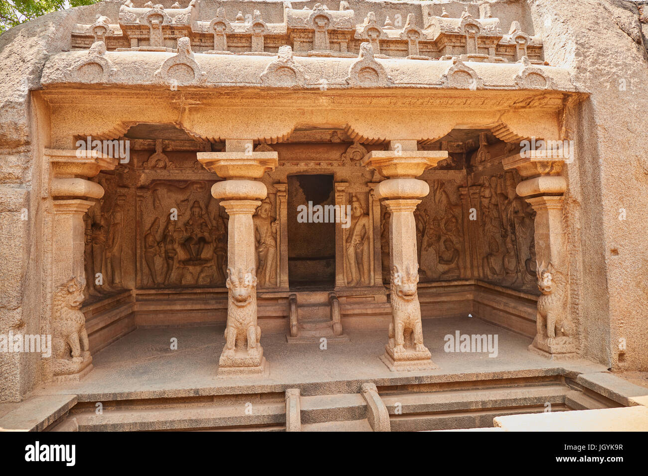Monolithic temples of the Shore Temple near Mahabalipuram in the Tamil ...