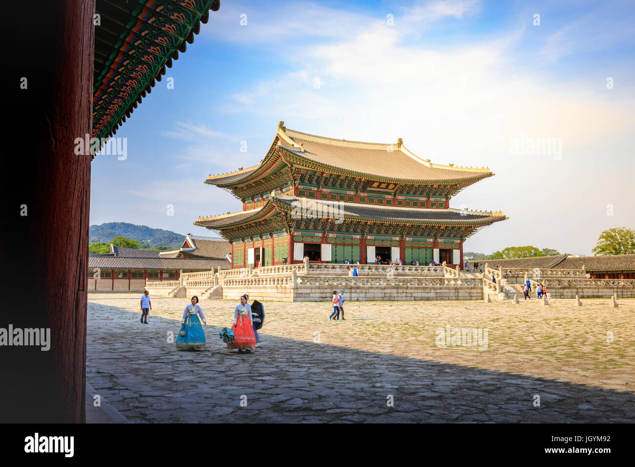 Geunjeongjeon, the Throne Hall at the Gyeongbokgung Palace, the main ...