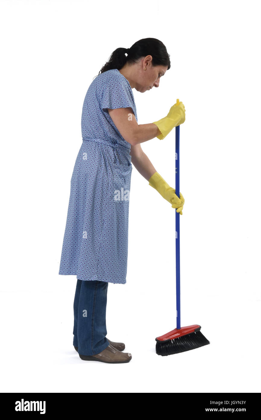 Lady sweeping dust by broom hi-res stock photography and images - Alamy