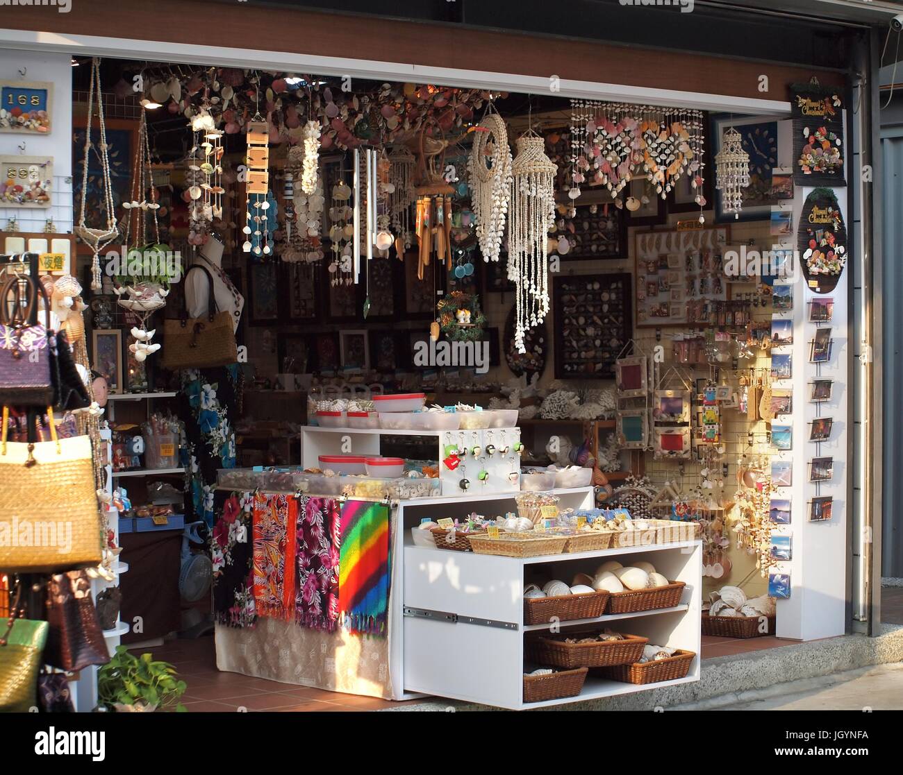 A small store that displays various craft and art products such as ...
