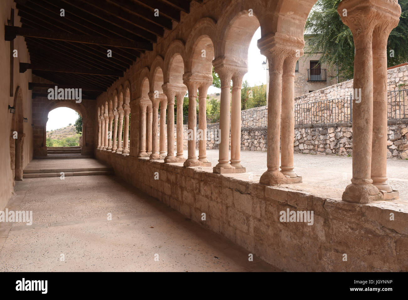 covered and Romanesque columns in the church of San Salvador of ...
