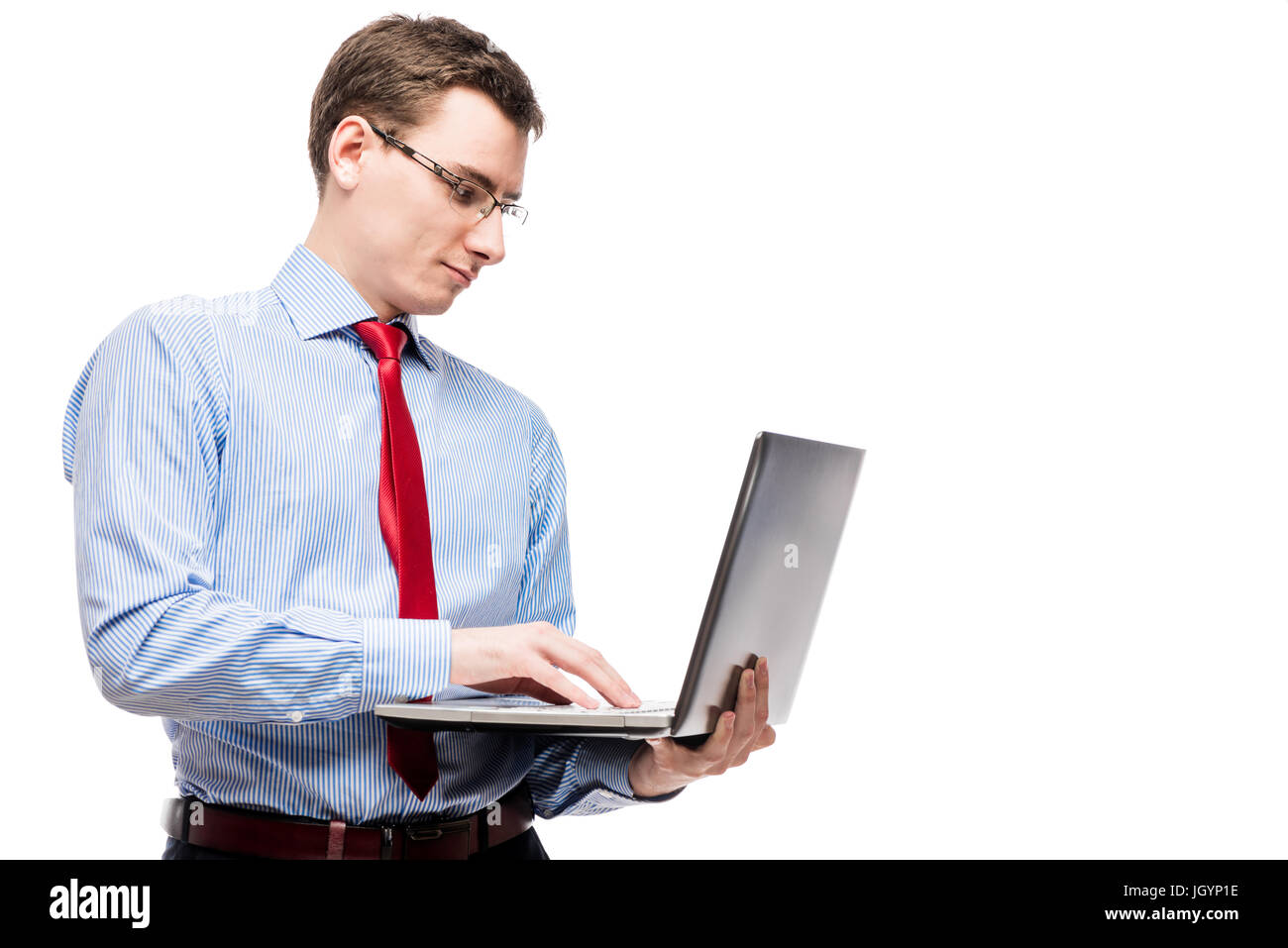 Manager working laptop in Cut Out Stock Images & Pictures - Alamy