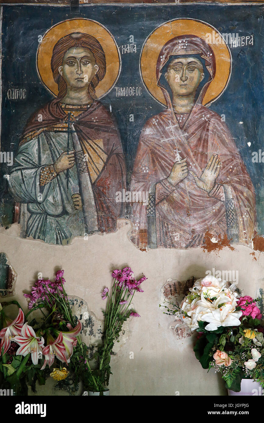 Agia Mavri church (12th century). St Timothy & St Mavra. Cyprus Stock ...