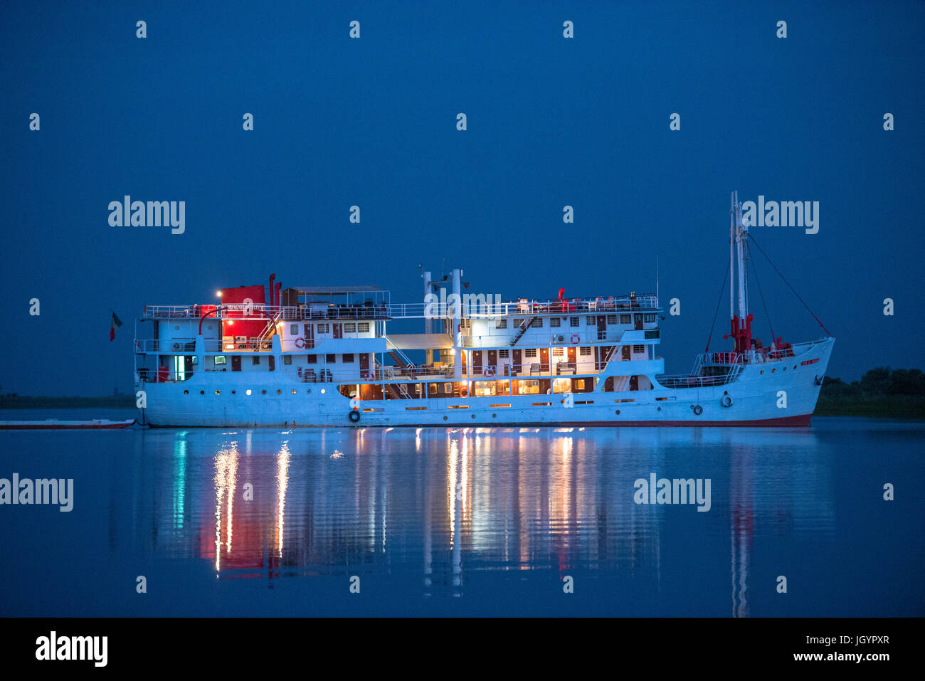 Bou El Mogdad cruise ship on the Senegal river. Senegal Stock Photo - Alamy