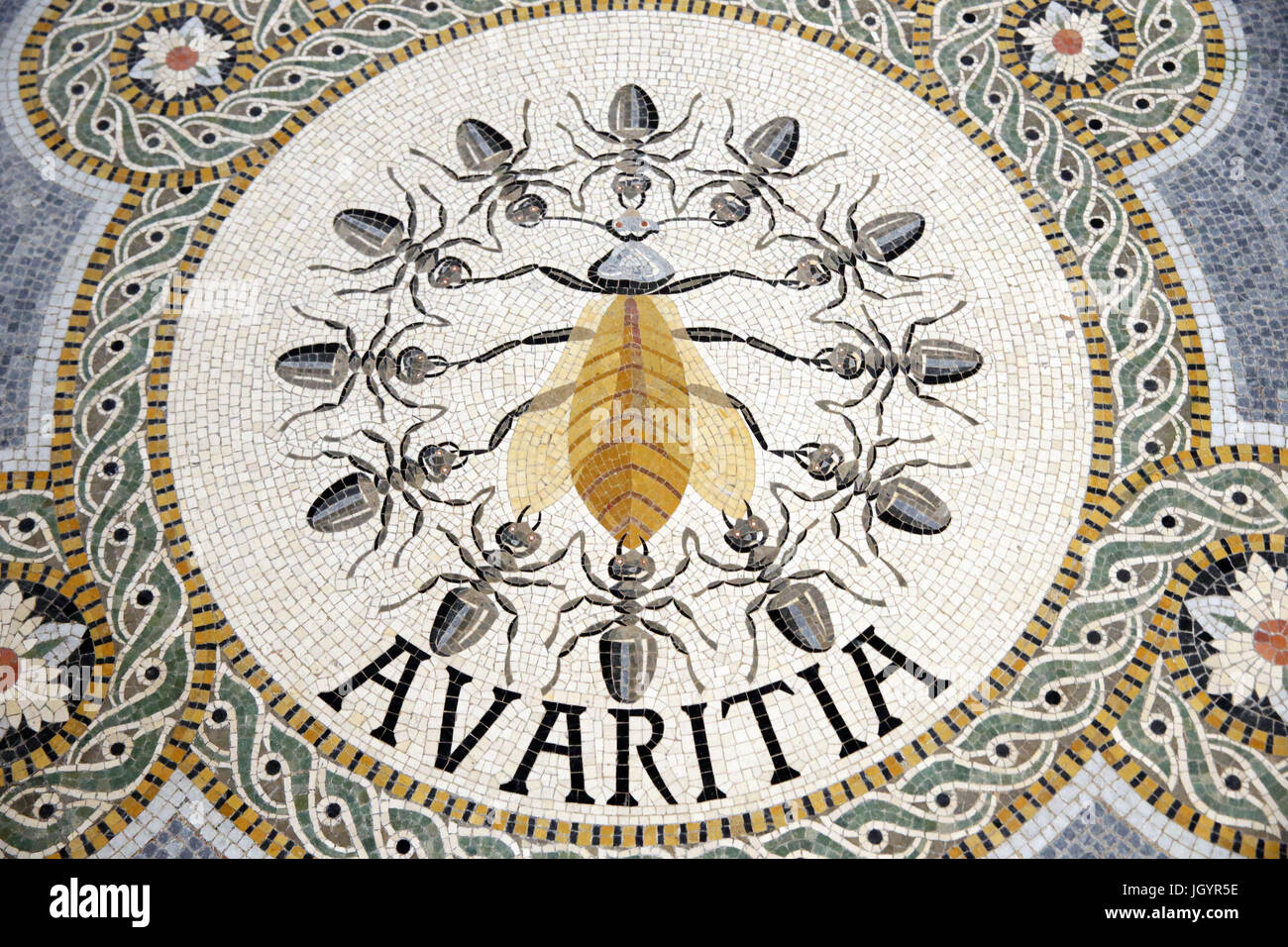 Notre Dame de Fourviere Basilica. Mosaic. Capital sin of greed ...