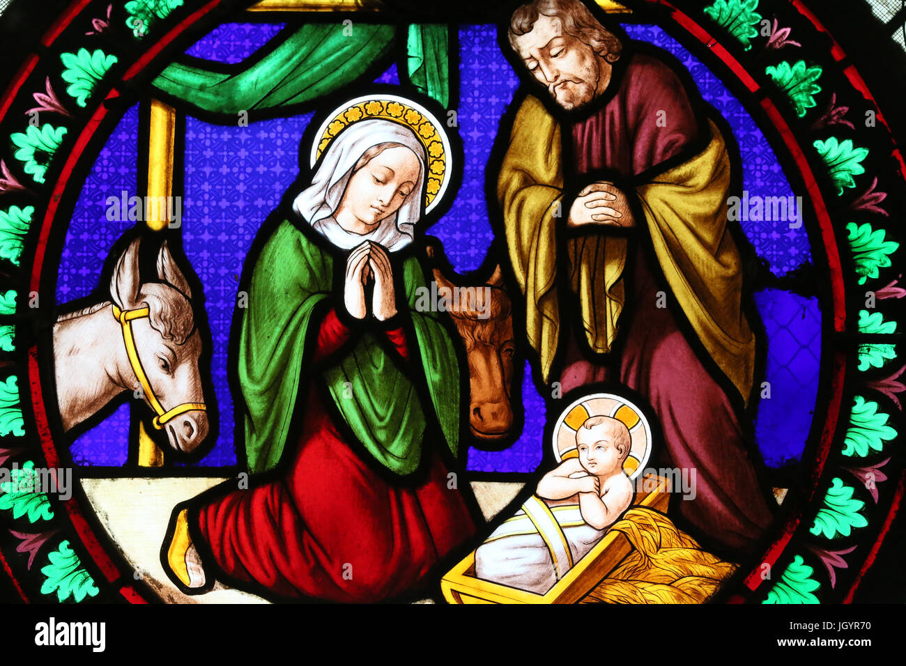 Birth of jesus stained glass hi-res stock photography and images - Alamy