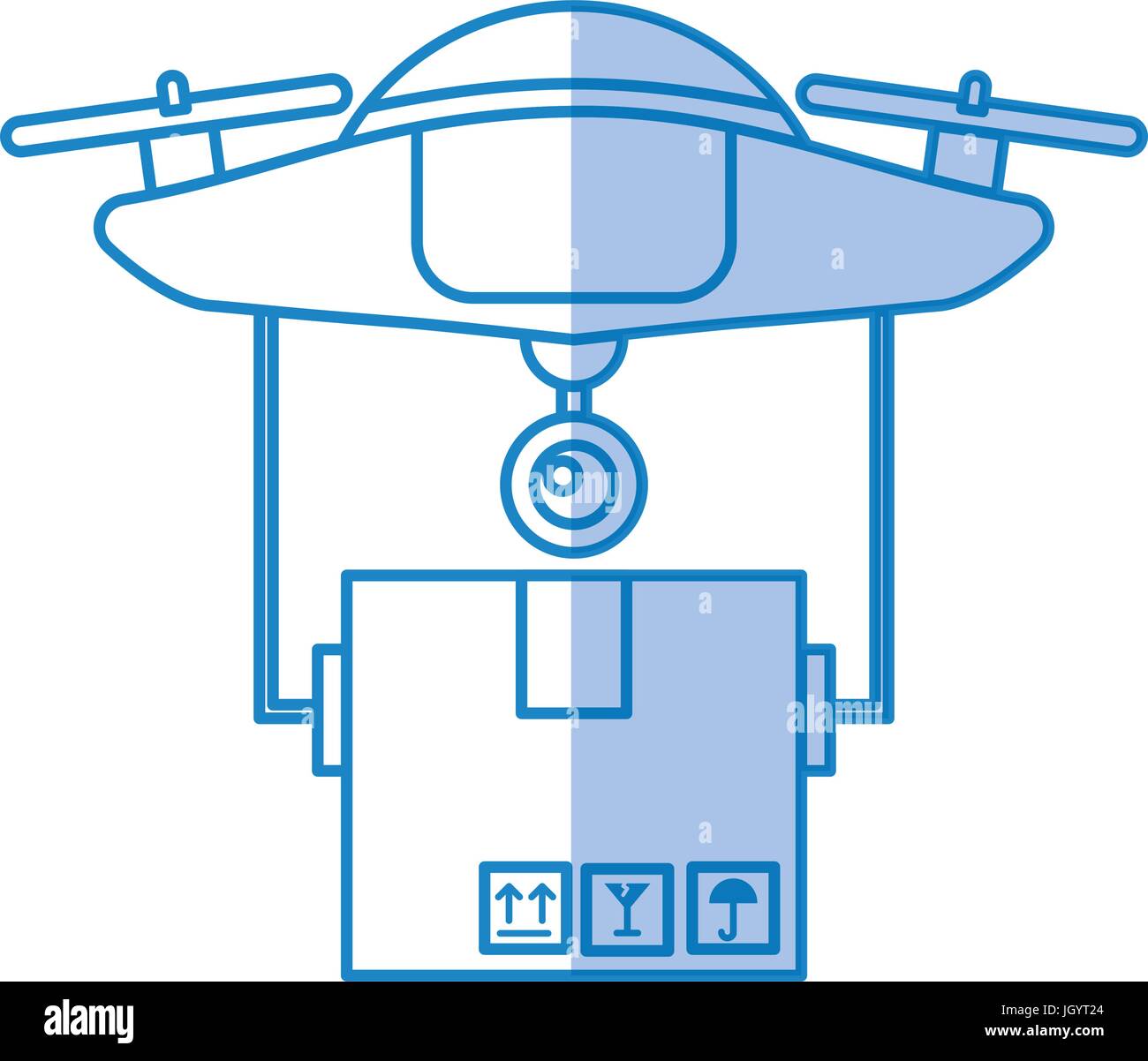 drone flying technology with box carton Stock Vector Image & Art - Alamy