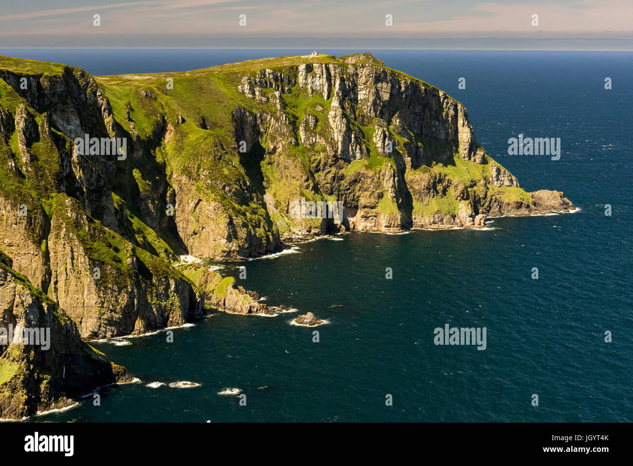 Mid-Summer sunshine over Horn Head on the causeway coastline of Donegal ...
