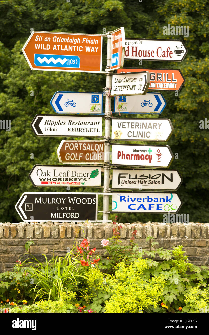 Road sign post at Ramelton County Donegal, Ireland Stock Photo - Alamy