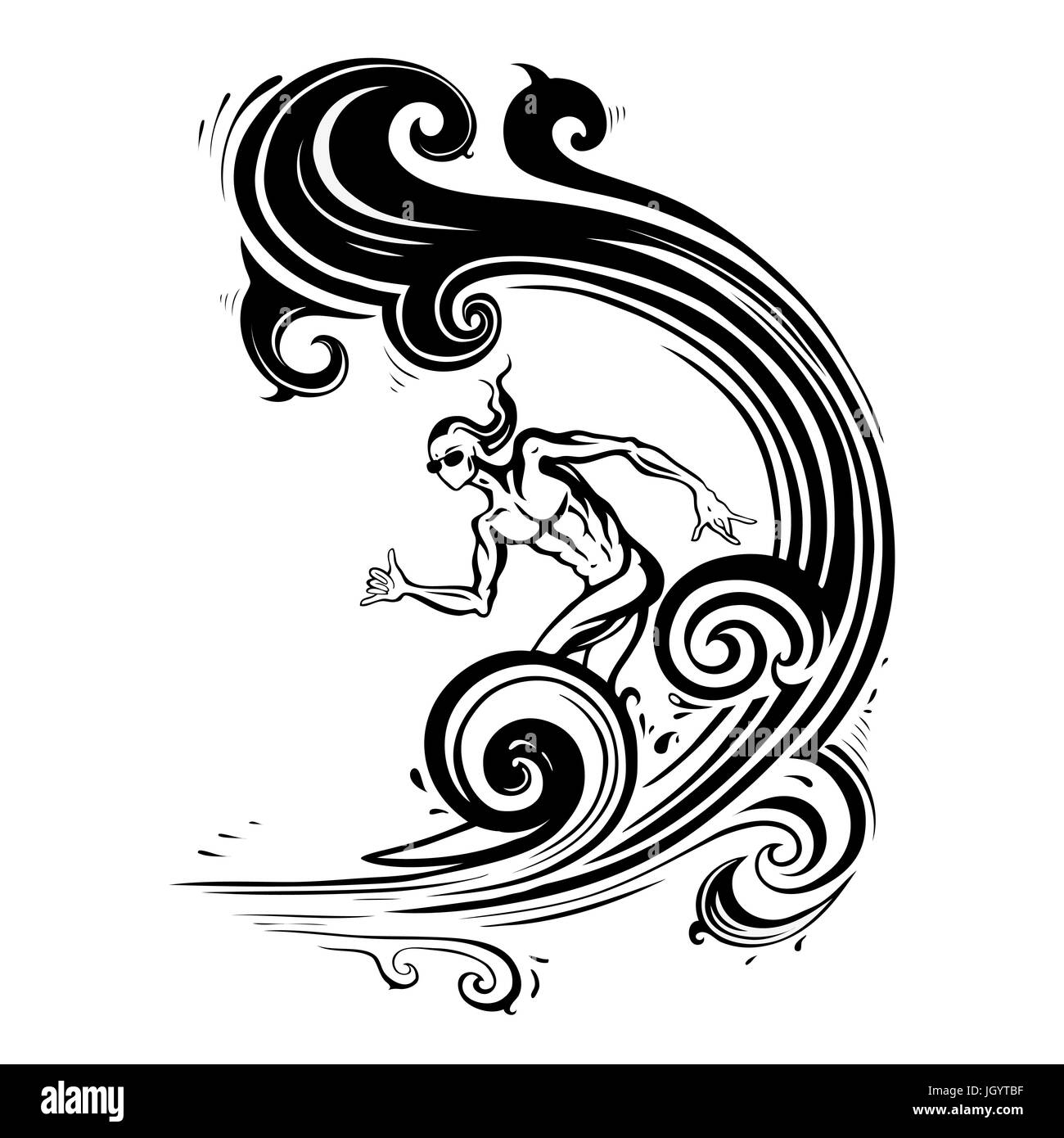 Surfer big wave Black and White Stock Photos & Images - Alamy