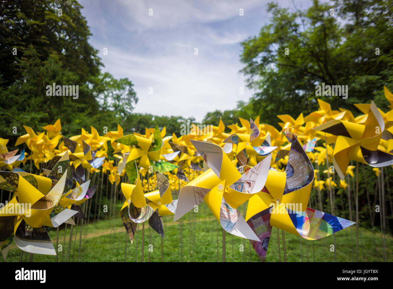 The Connective Project, consisting of 7000 handmade pinwheels, made by ...
