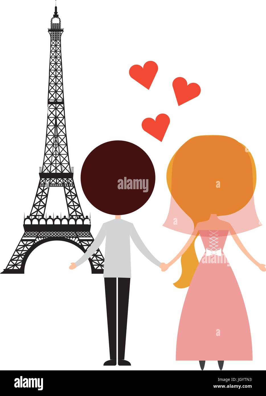 Married couple in the eiffel tower avatar characters Stock Vector Image ...