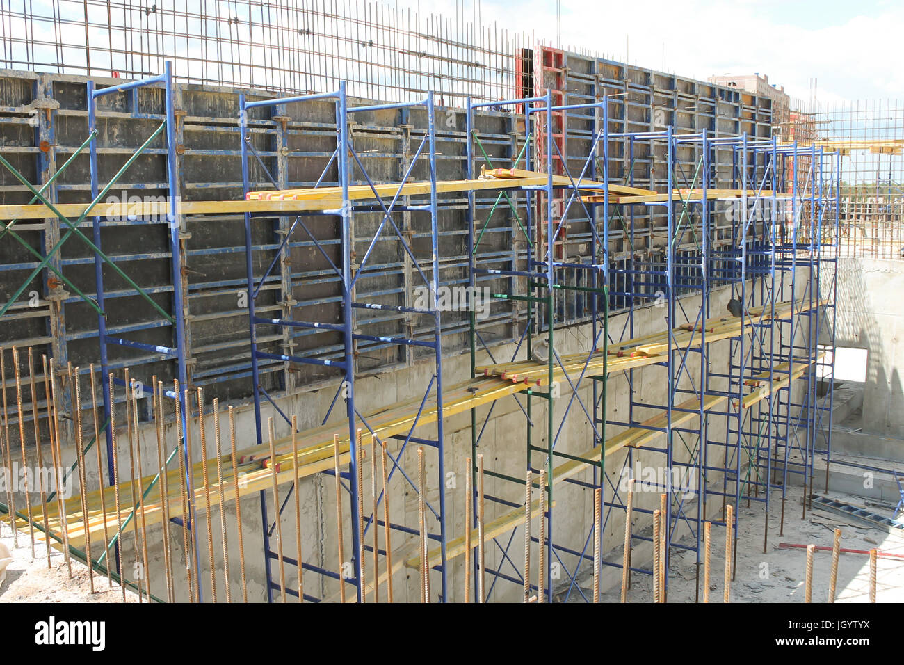 high altitude, horizontal and vertical scaffolding formed a myriad of ...