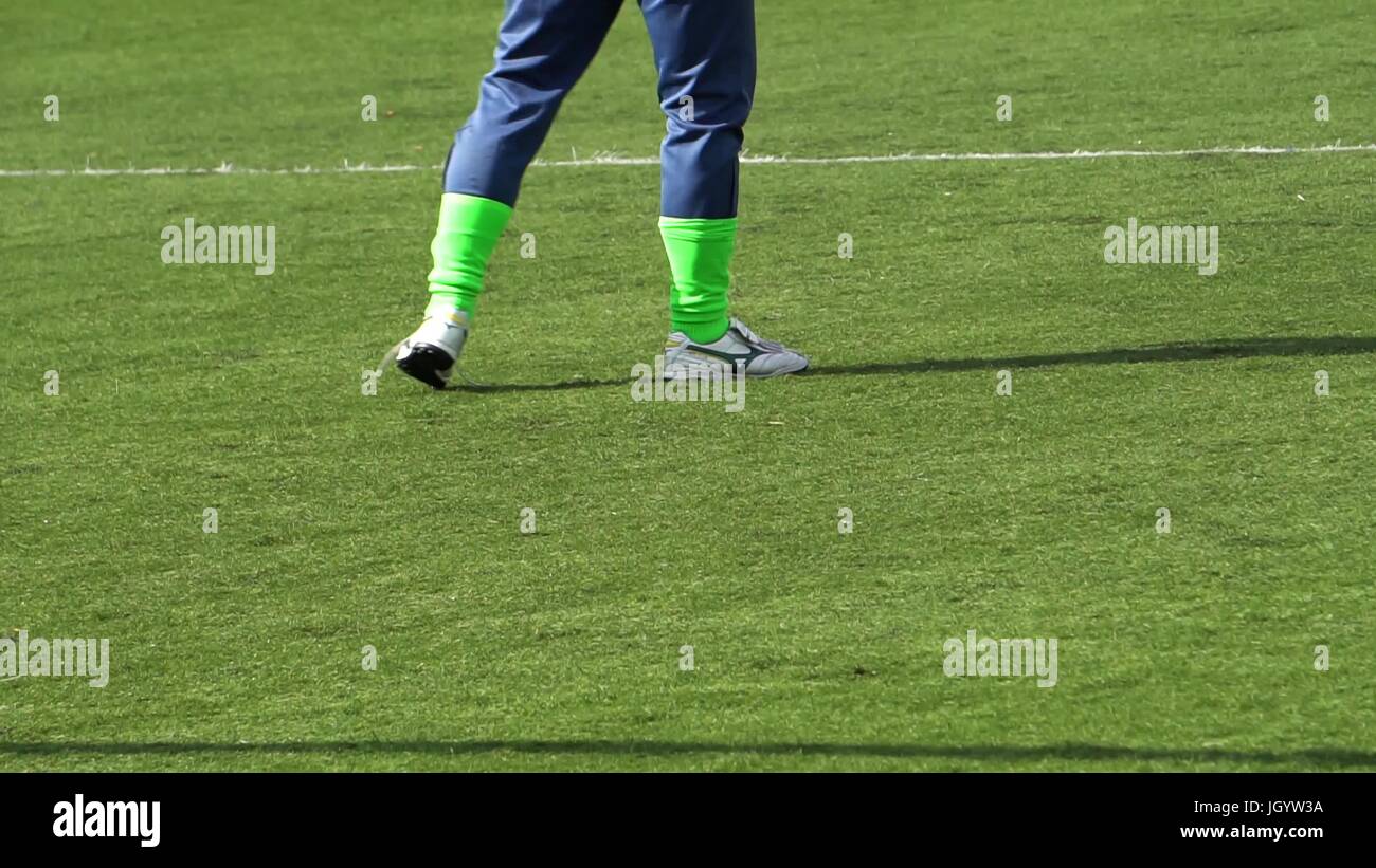 the legs of the goalkeeper during the world Cup of Amateur clubs Stock ...