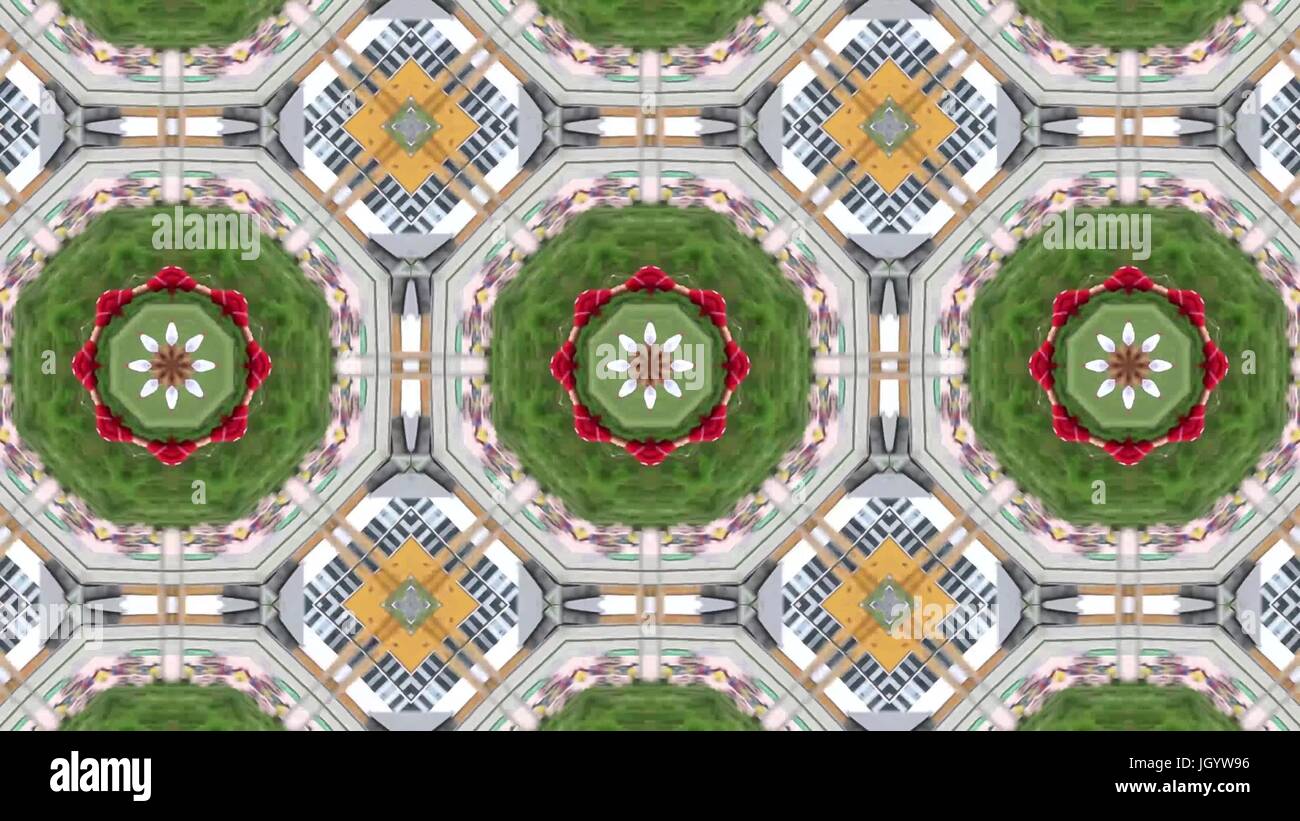 Abstract animation with hand drawn geometric kaleidoscope pattern Stock ...