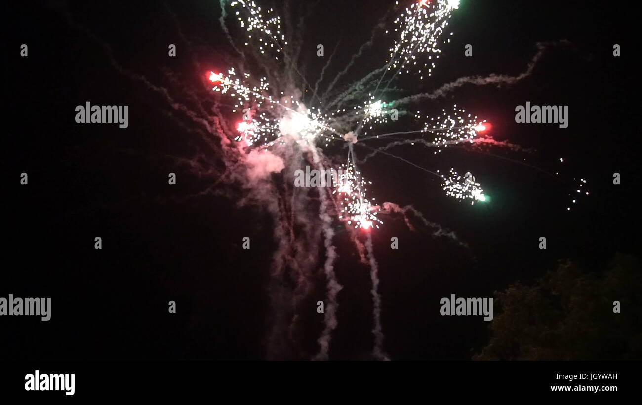 beautiful fireworks show in the night sky Stock Photo - Alamy