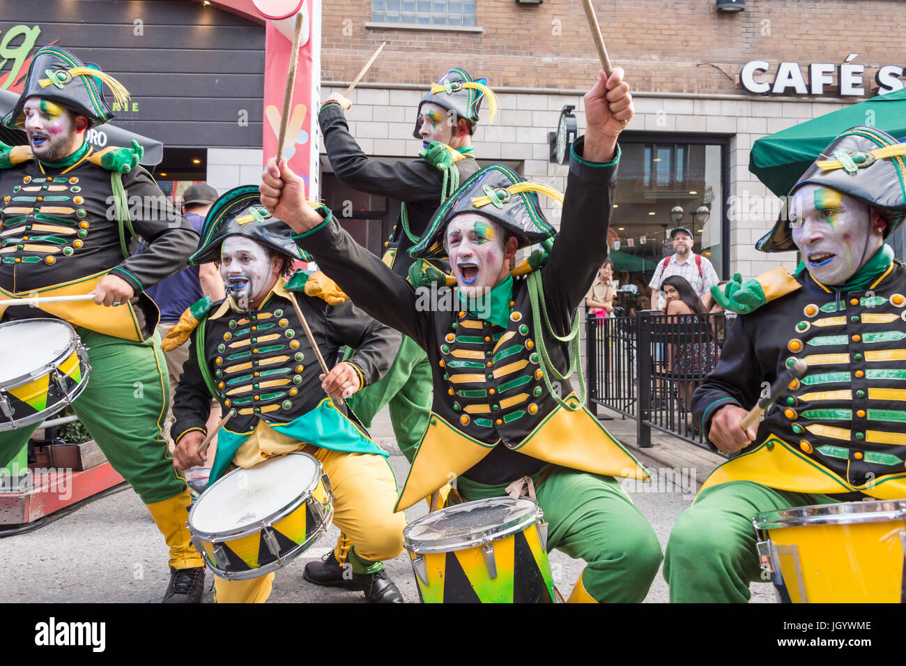 Montreal, Canada - 9 July 2017: Musical street parade "Les Tambours ...