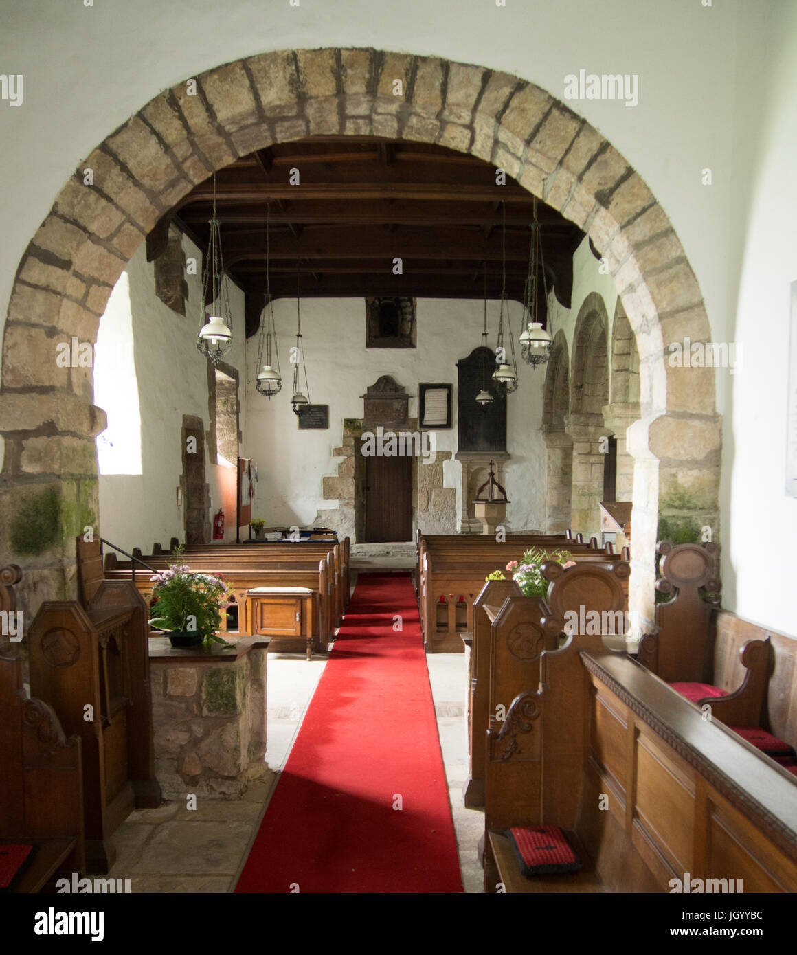 The interior of St John the Baptist Church, Edlingham, Northumberland ...
