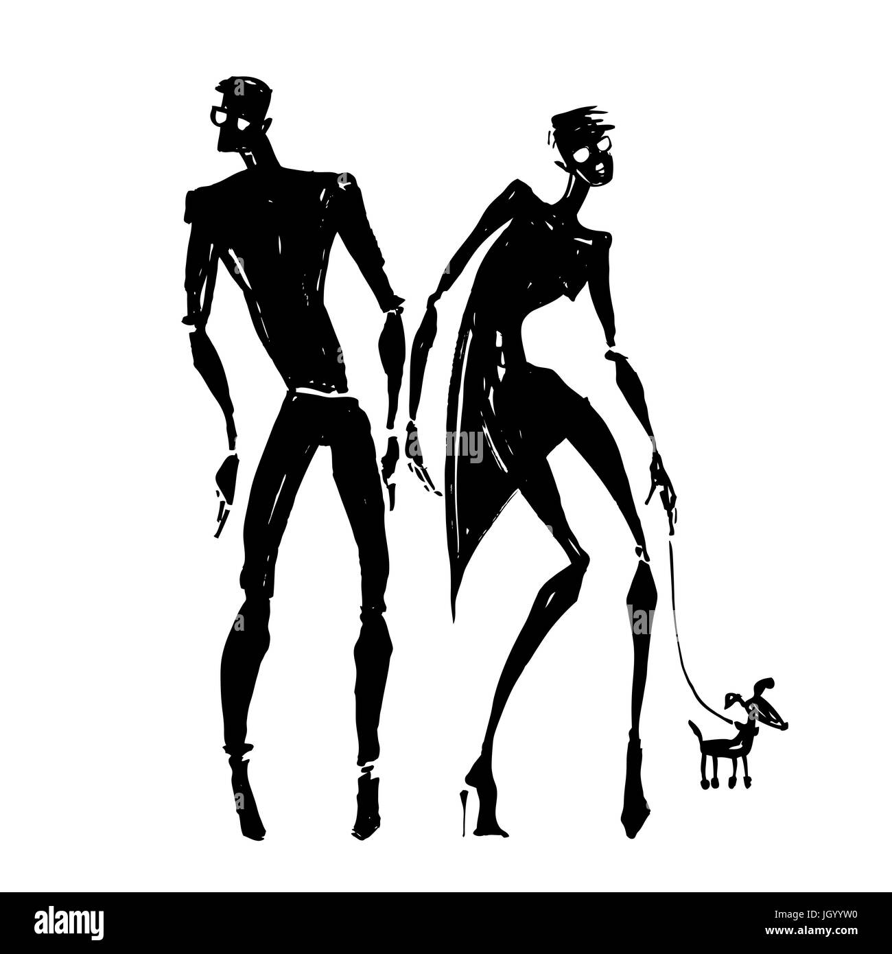Silhouettes Of Woman And Man Stock Vector Image And Art Alamy