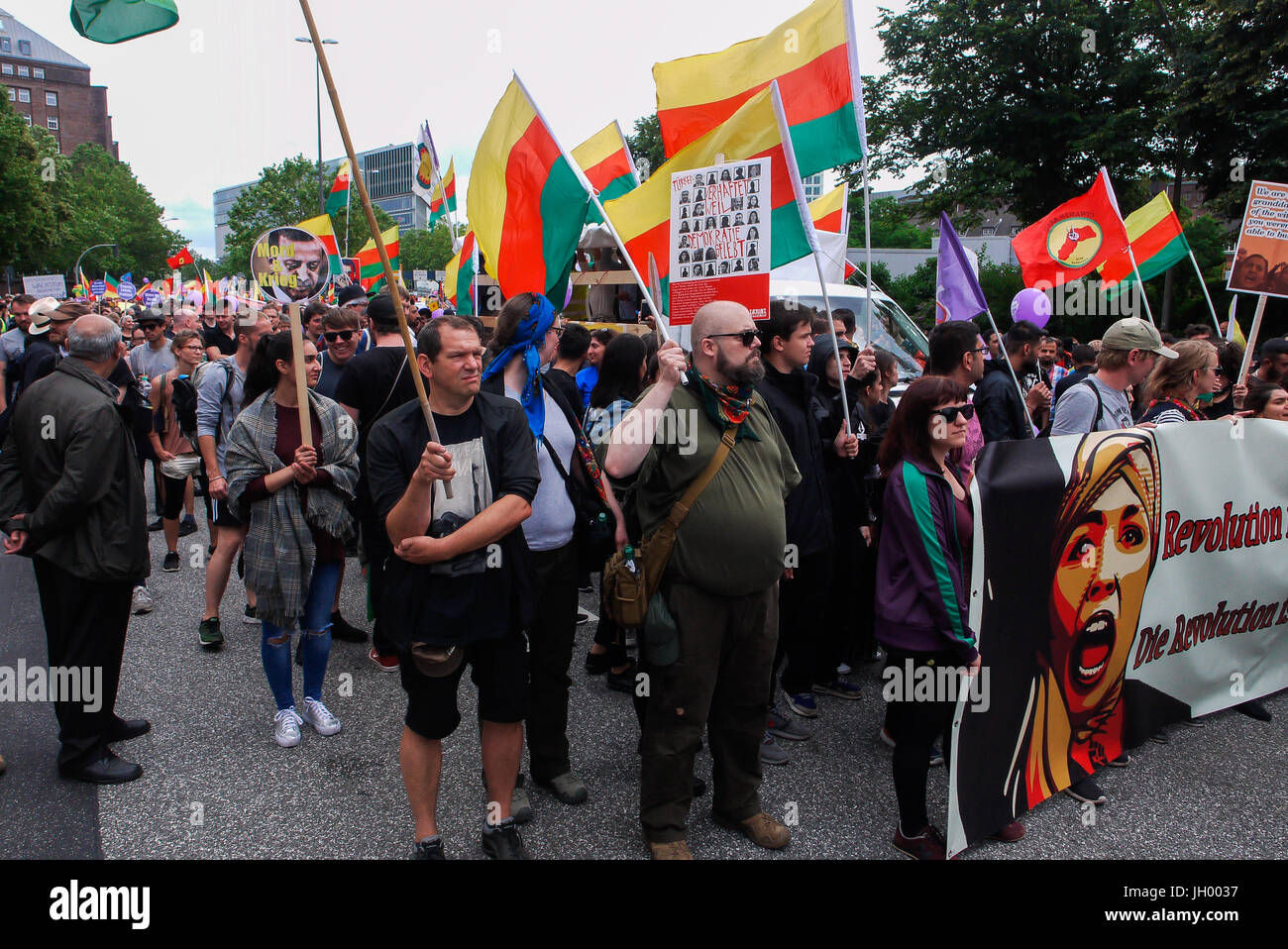 Massive International Demonstration protest G20 Summit, in Hamburg ...