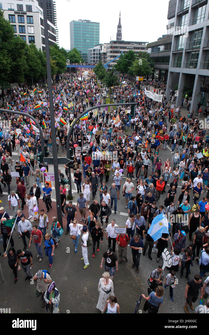 Massive International Demonstration protest G20 Summit, in Hamburg ...