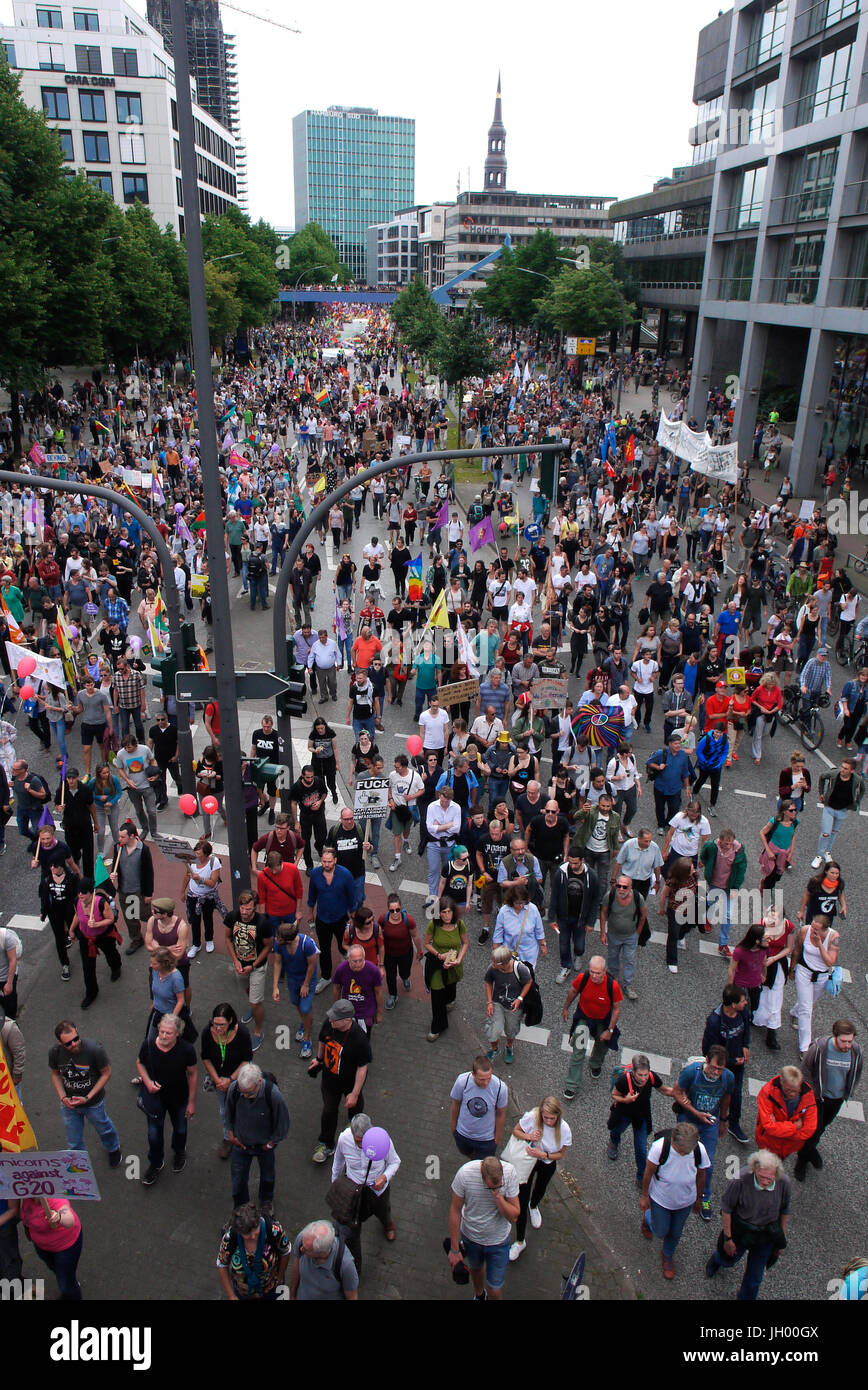 Massive International Demonstration protest G20 Summit, in Hamburg ...