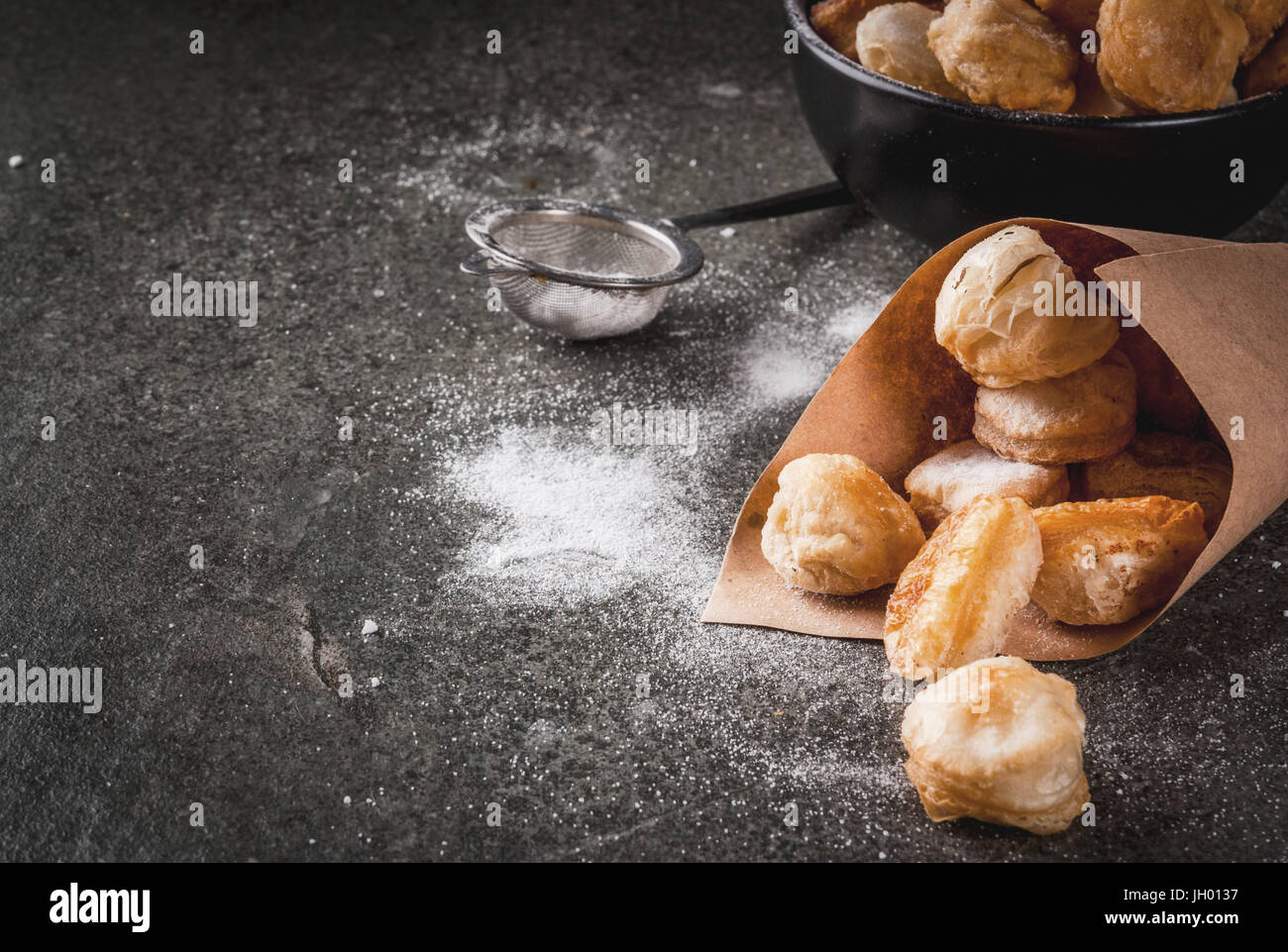 Homemade baking, puff pastries. Trendy food. Cronuts popcorn, puff ...