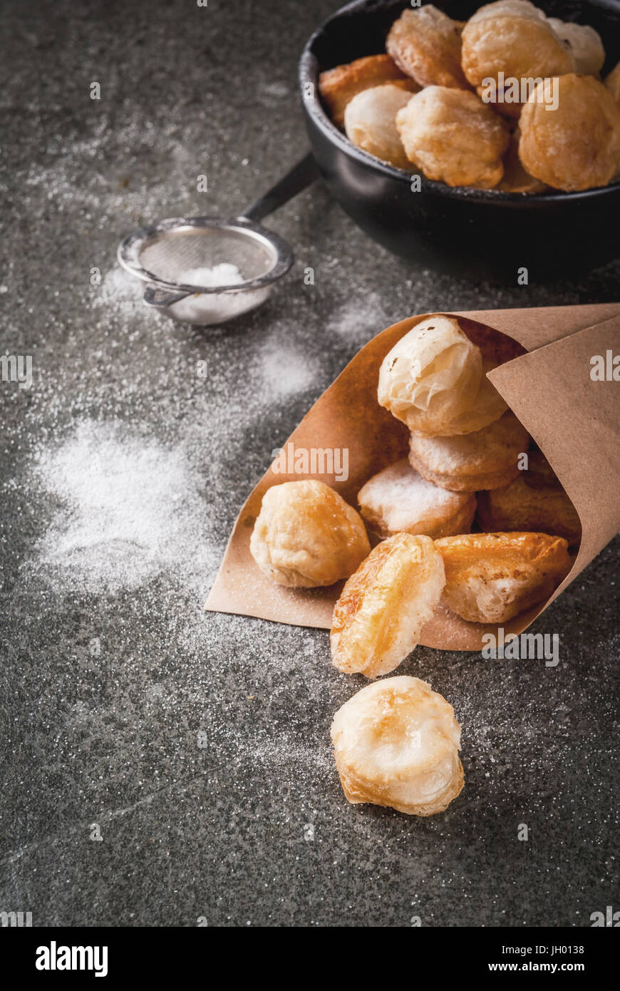 Homemade baking, puff pastries. Trendy food. Cronuts popcorn, puff ...