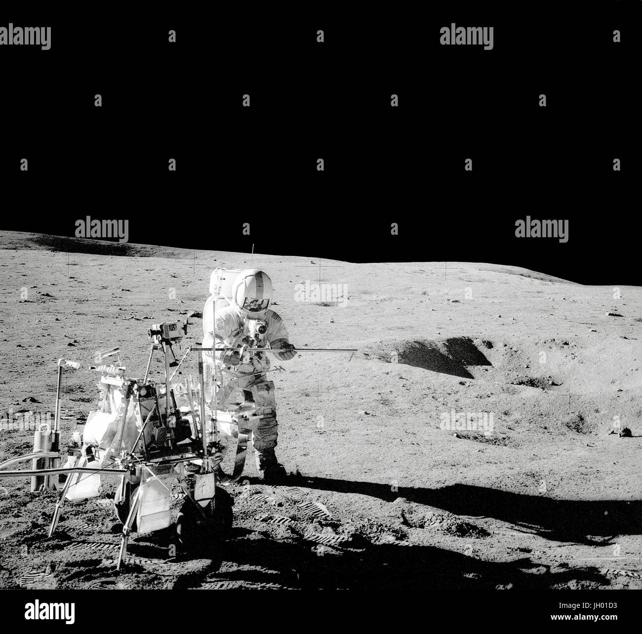 Apollo 14 Commander Alan Shepard stands by the Modular Equipment ...