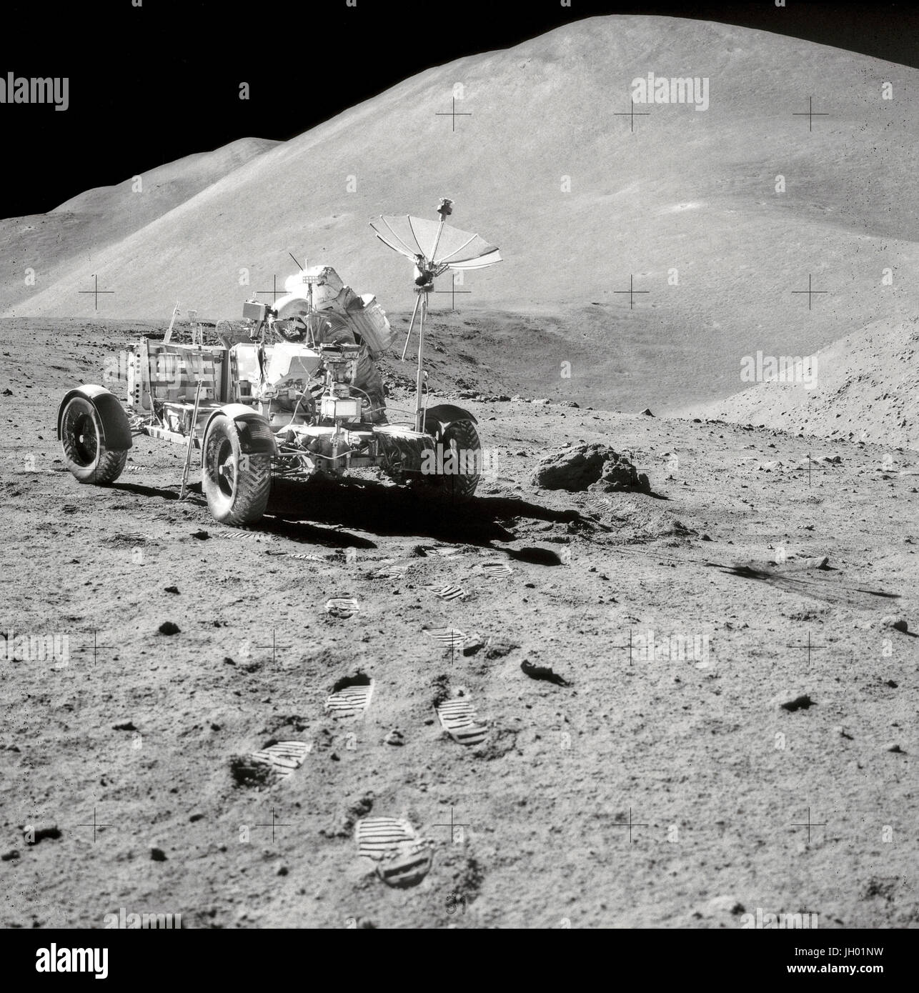 David R. Scott, Commander of Apollo 15, works at the Lunar Roving ...