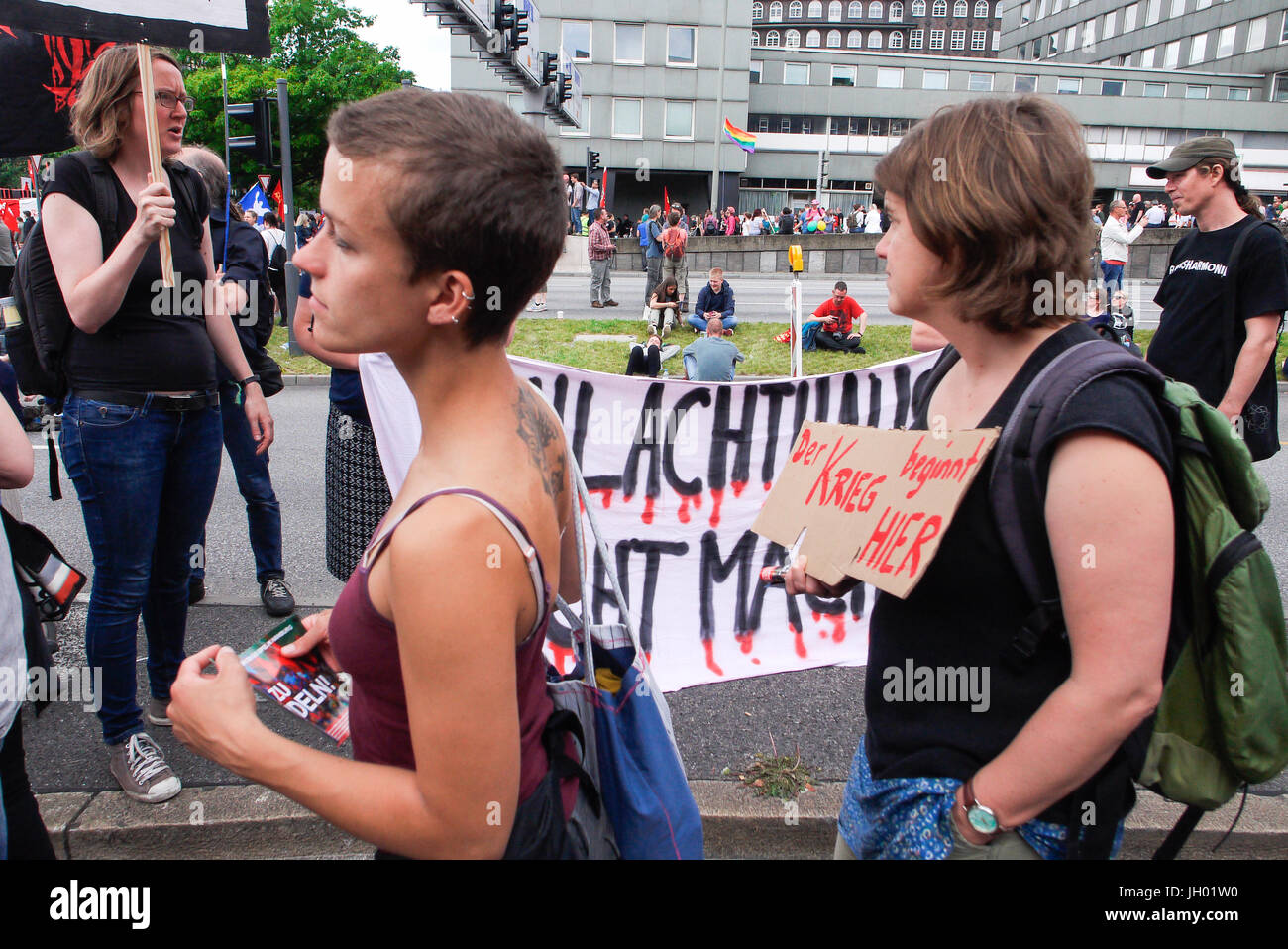 Massive International Demonstration protest G20 Summit, in Hamburg ...