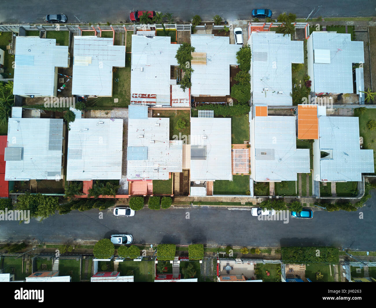 Aerial view on neighborhood in residential area. Roofs of houses Stock ...
