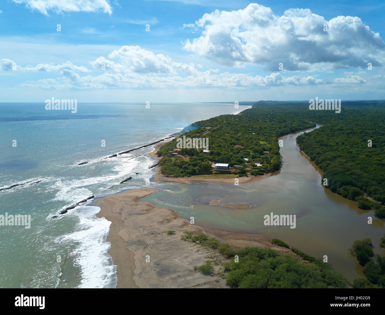 River connect to ocean aerial drone view on sunny day Stock Photo - Alamy