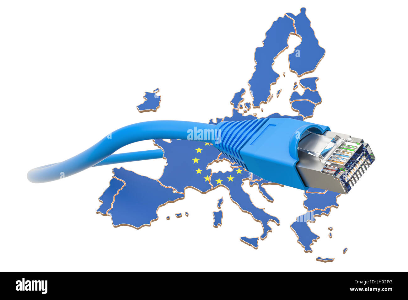 Internet service provider in European Union concept, 3D rendering ...