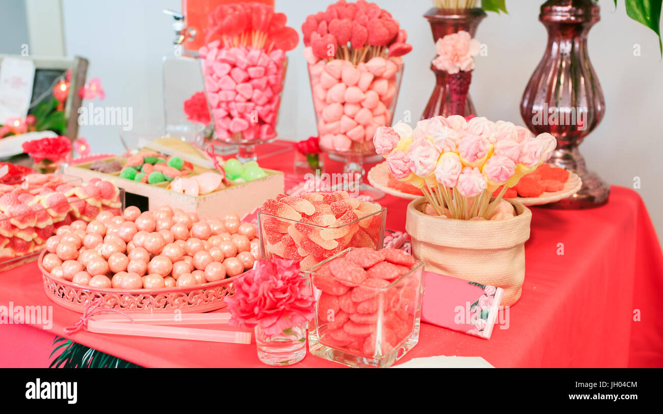 Group of different pink candies Stock Photo - Alamy