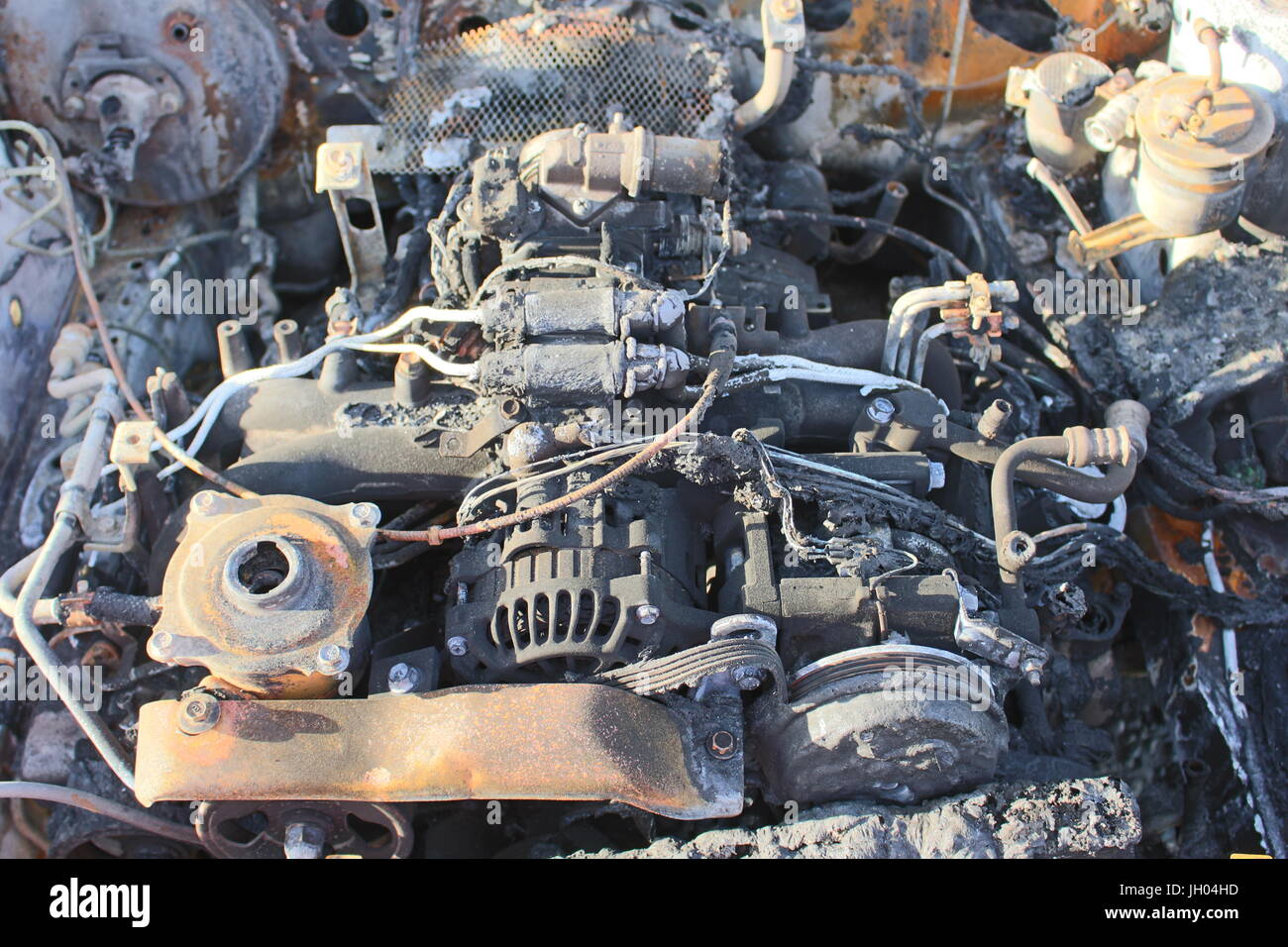car engine after being burnt out Stock Photo - Alamy